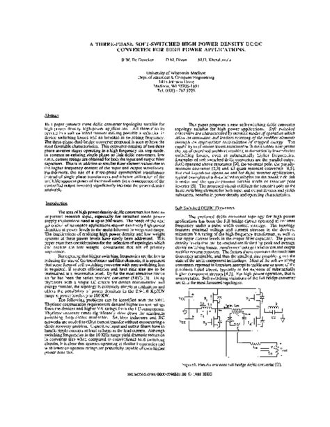 Pdf A Three Phase Soft Switched High Power Density Dcdc Converter