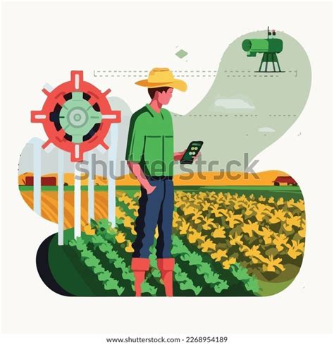Farmer Uses Ai Artificial Intelligence Agriculture Stock Vector Royalty Free
