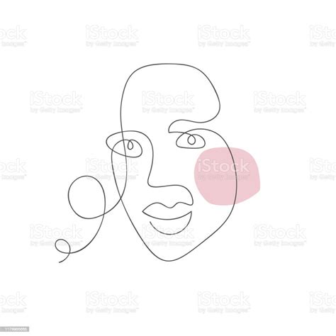 La Femme De Vecteur Font Face À Un Dessin De Ligne Portrait Monoline