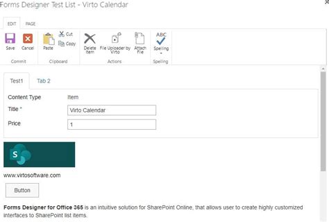 Using The Designed Form On A Sharepoint Site Virtosoftware Guides And Docs