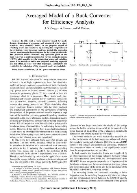 Pdf Averaged Model Of A Buck Converter For Efficiency Analysis