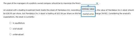 Solved Intrinsic Values And Stock Prices The Intrinsic Chegg