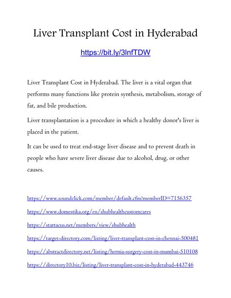 Liver Transplant Cost In Hyderabad By Shubhealth Issuu