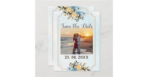 Modern Elegant Photo Watercolor Floral Wedding Save The Date Zazzle