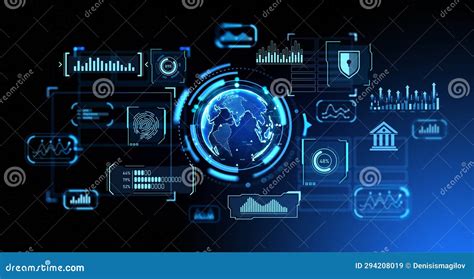 Forex Graph Chart And Big Business Data Dashboard Earth Globe And Statistics Stock Illustration