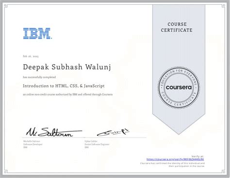 Webdevelopment Html Css Javascript Ibm Learning Certification Deepak Walunj