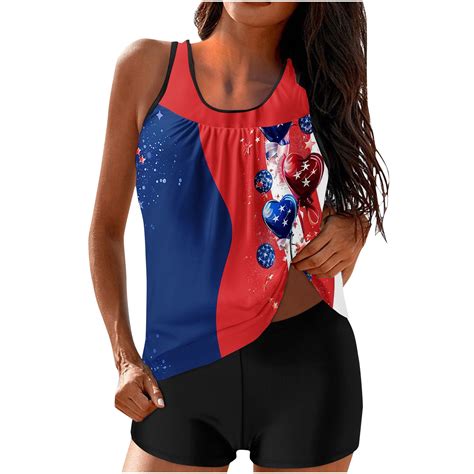 Patriotic Tankini Set For Womens Bathing Suits With Swim Bottom