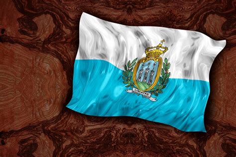 Bandera Nacional De San Marino Fondo Con Bandera De San Marino Foto