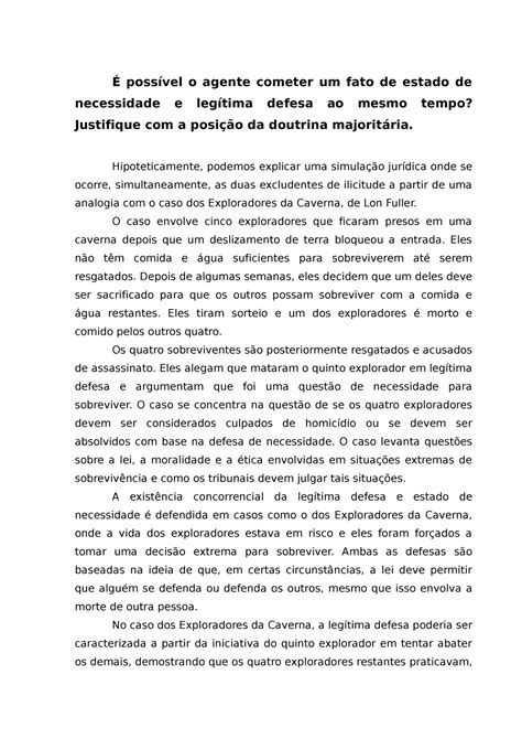 Legítima Defesa X Estado De Necessidade É Possível O Agente Cometer