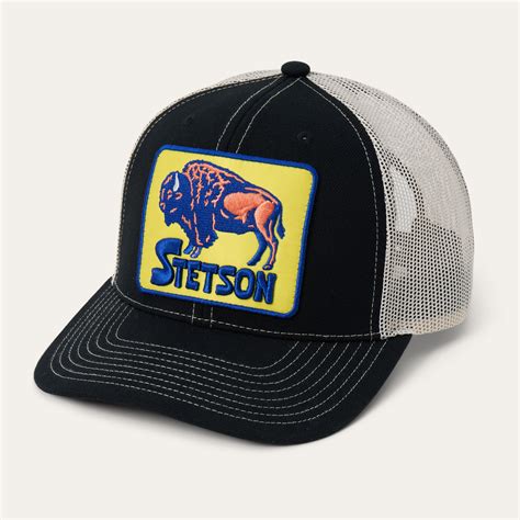 Bison Patch High Crown Trucker Hat Stetson