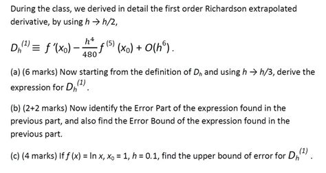 Solved During The Class We Derived In Detail The First Chegg