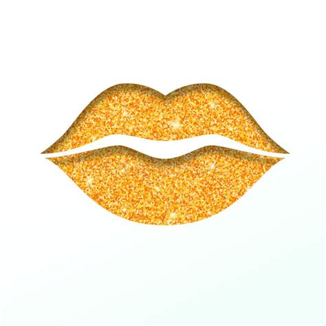 Lips Icon With Glitter Effect Isolated On White Background Yellow