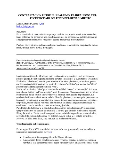PDF CONTRASTACIÓN ENTRE EL REALISMO EL IDEALISMO Y EL ESCEPTICISMO POLÍTICO DEL RENACIMIENTO