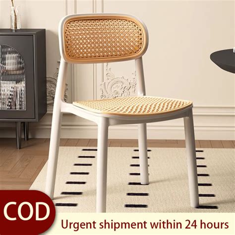 Nordic Plastic Dining Chair Rattan Chair Home Stackable Chair Thickened
