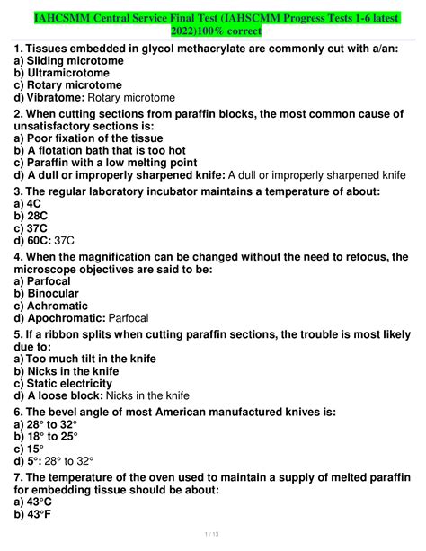 Sterile Processing Bundled Exams Questions And Answers With Verified