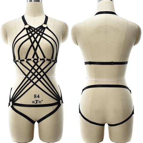 Jlx Harness Hollow Bodysuit Black Cross Bondage Sexy Lingerie Harness