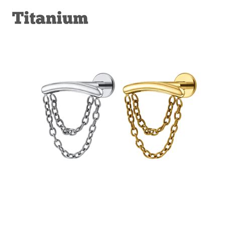 Titanium Floating Double Chain Labret