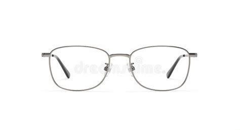 Rectangular Eyeglasses With A Thin Metallic Frame Are Shown On A Plain