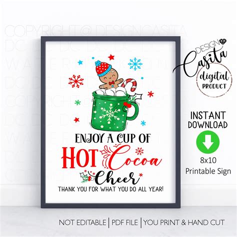 Hot Cocoa Printable X Party Signenjoy A Cup Of Cheerhot Etsy