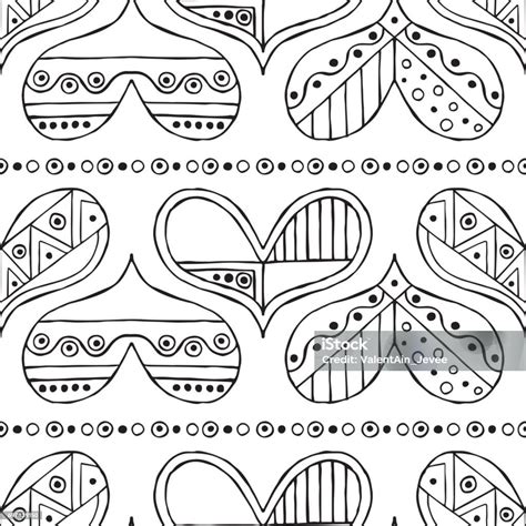 벡터 손 그려진된 완벽 한 패턴 장식 양식된 흑인과 백인 어린 아이 같은 마음입니다 낙서 스케치 스타일 그래픽 일러스트 레이 션 배경 장식 귀여운 손 그림입니다 선