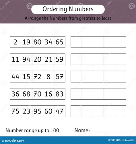 Ordering Numbers Worksheet Arrange The Numbers From Greatest To Least