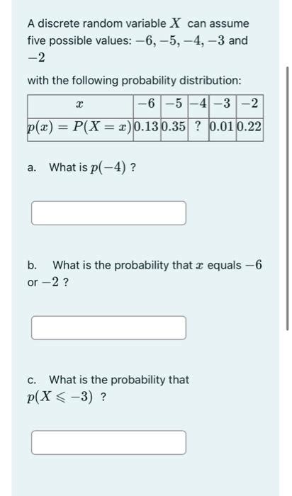Solved A Discrete Random Variable X Can Assume Five Possible