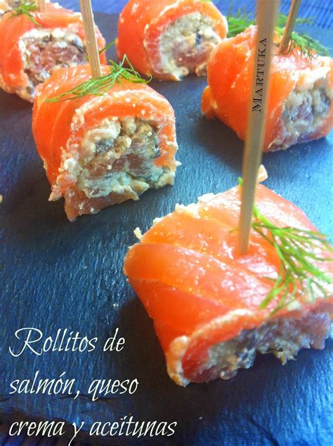 Las recetas de Martuka Rollitos De Salmón Ahumado Queso Crema Y Aceitunas