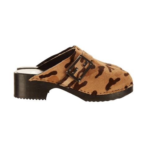 Fendi Brown Cheetah Print Clogs Treasures Of Nyc