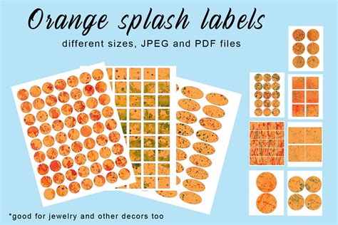 Orange Splash Labels Graphic By Andrea Kostelic · Creative Fabrica