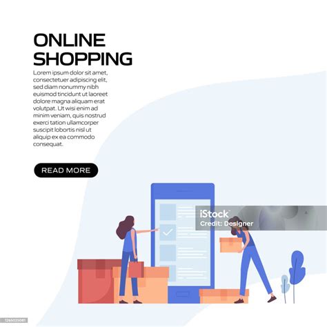 웹 사이트 배너 광고 및 마케팅 자료 온라인 광고 비즈니스 프레젠테이션 등에 대한 온라인 쇼핑 컨셉 벡터 일러스트레이션 Po에 대한 스톡 벡터 아트 및 기타 이미지 Istock