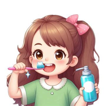 Girl Brushinggirl Brushing Teeth Cartoongirl Brushing Teeth Clipart