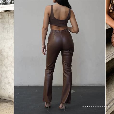 Meshki Tyra Faux Leather Straight Leg Trousers Depop