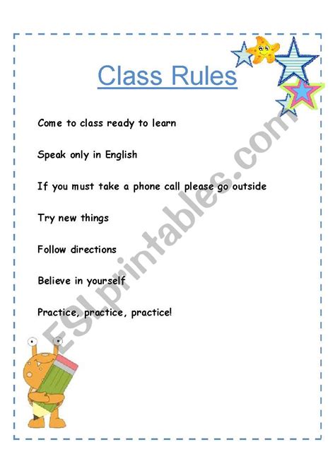 Esl Class Rules For Adults Esl Worksheet By Ojoscri5talin0s