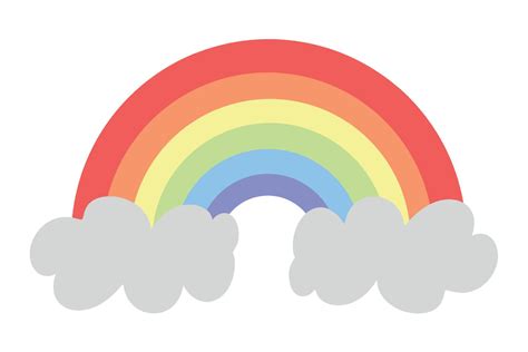 arc en ciel coloré avec des nuages blancs icône de vecteur arc en ciel sur fond bleu