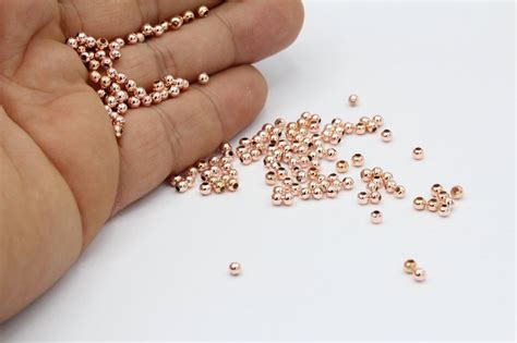 Mm Rose Gold Plated Spacer Beads Ball Beads RSG Etsy
