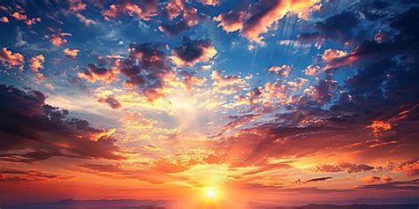 Sunset Sky With Cloud Cover Background Loud Cover Sunset Sky Evening