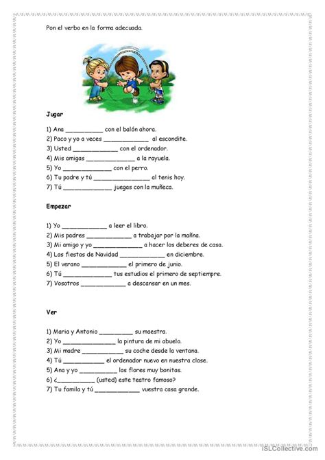 Jugar Empezar Ver Práctica Genera Español Ele Hojas De Trabajo Pdf And Doc