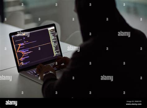 Hacker Code And Programming With Person And Laptop Screen For Ransomware Cyber Security And