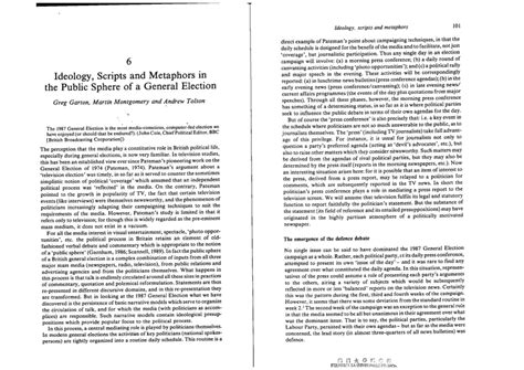 Pdf Ideology Scripts And Metaphors In The Public Sphere Of A General Election