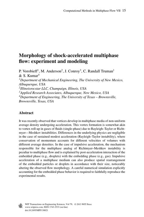 Pdf Morphology Of Shock Accelerated Multiphase Flow Experiment And