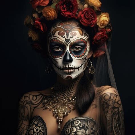 Premium Ai Image Portrait Of A Woman Celebrating Halloween With Dark