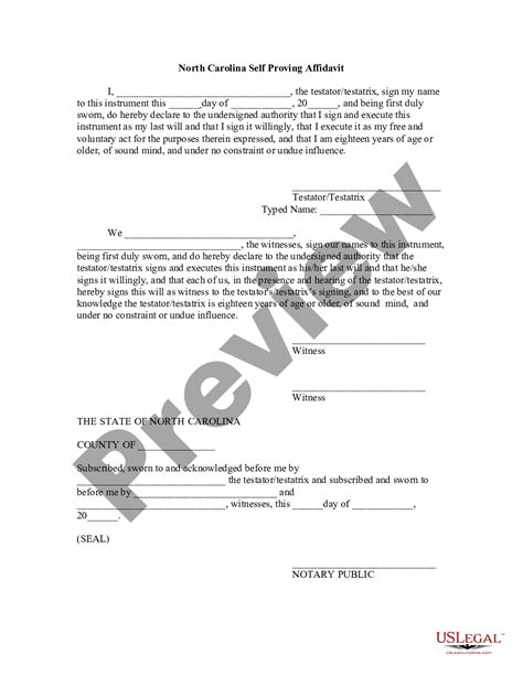 North Carolina Codicil To Will Form For Amending Your Will Codicil To