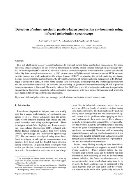 Pdf Detection Of Minor Species In Particle Laden Combustion
