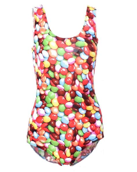 2015 Summer New Women Sexy One Piece Colorful Candy Print Swimsuit