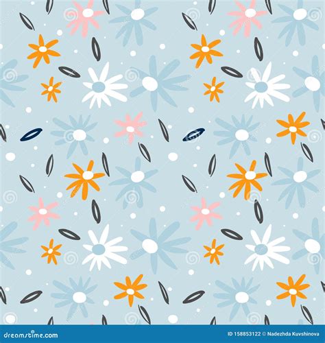 Seamless Pattern With Flowersbranches Creative Floral Texture Stock