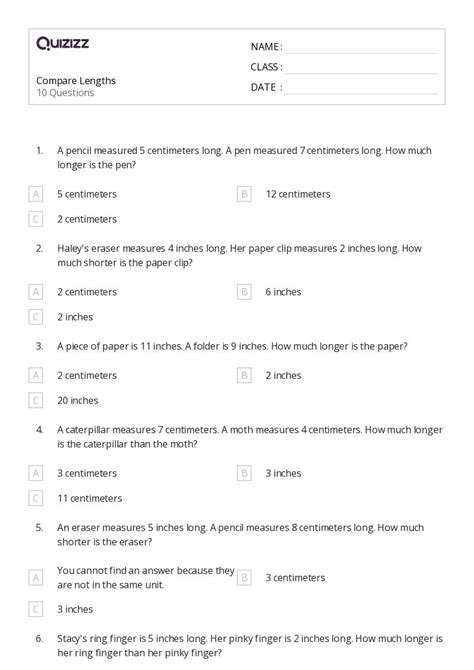 50 Measures Of Variation Worksheets For 2nd Class On Quizizz Free
