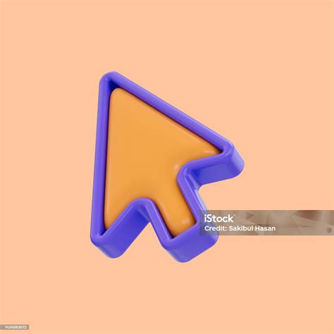 만화 모양 마우스 클릭 화살표 포인터 아이콘 3d 렌더링 개념 3차원 형태에 대한 스톡 사진 및 기타 이미지 3차원 형태