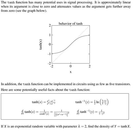 Solved The Tanh Function Has Many Potential Uses In Signal