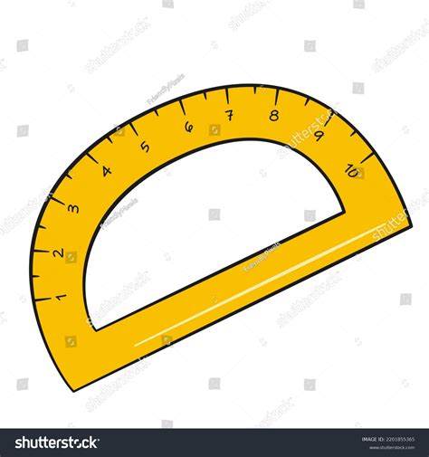 Yellow Protractor Vector Illustration Cartoon Stock Vector Royalty