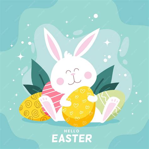 Free Vector Hand Drawn Cute Easter Illustration With Bunny